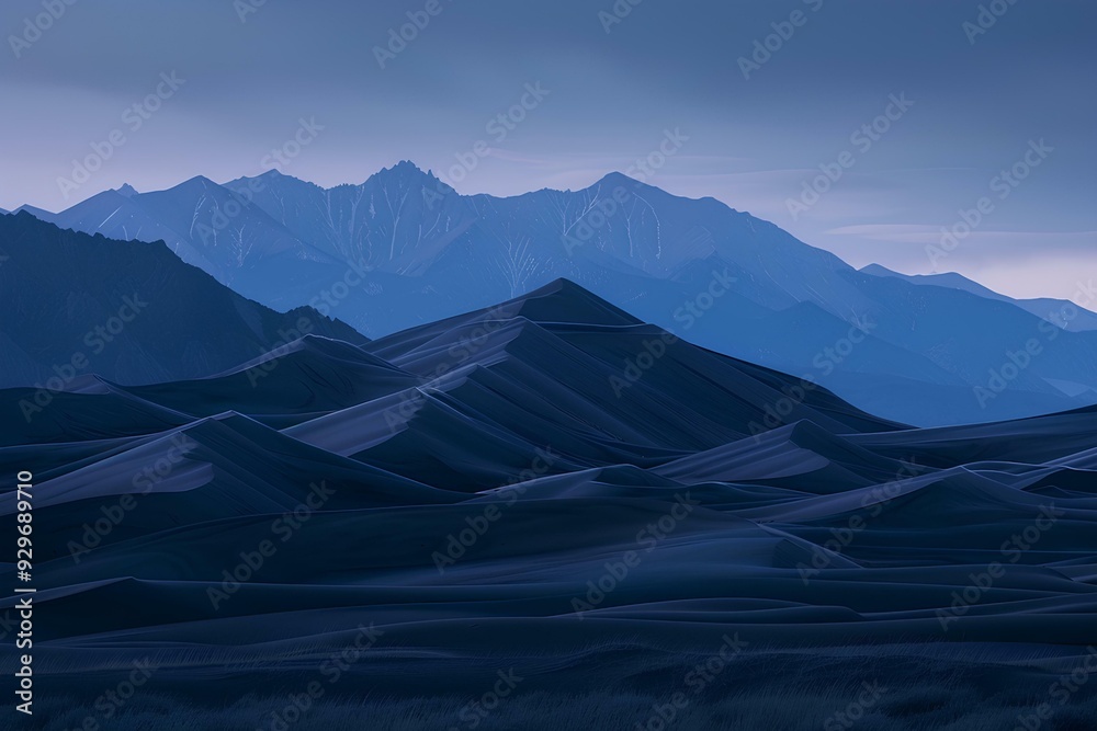 Great Sand Dunes National Park at sunrise, a towering sand dune complex ...