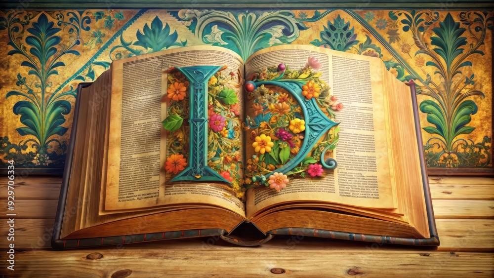 Illustrated dictionary page with colorful vector graphics and 3D ...