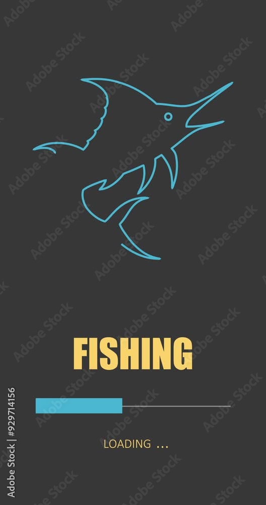 Marlin fishing progress bar loading. Fish emblem. Fishing theme ...