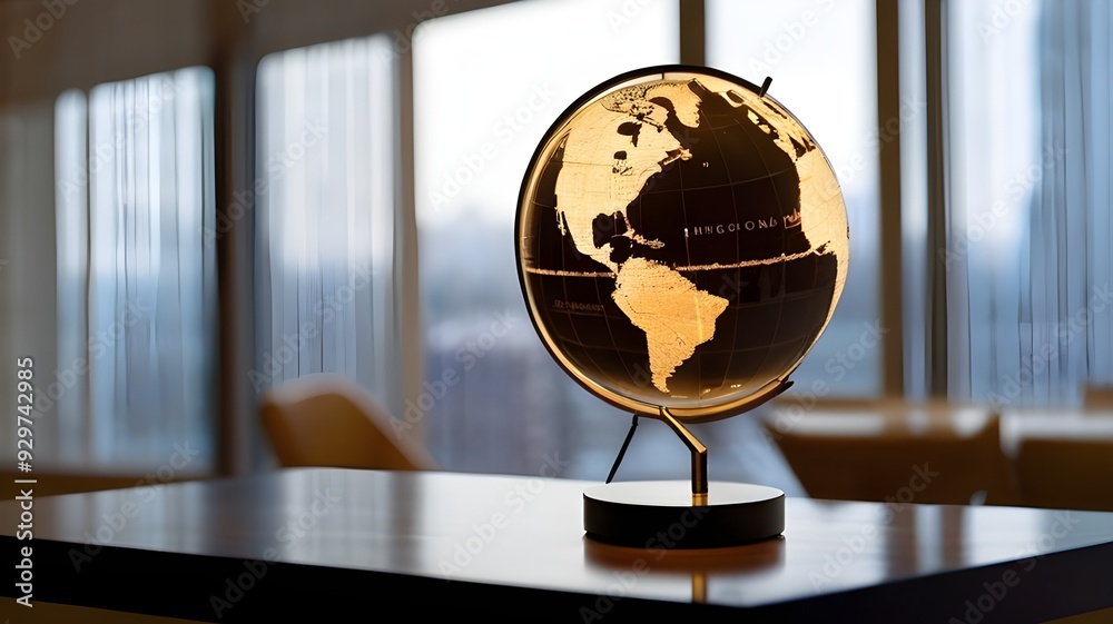 The image shows a spherical globe lamp with a detailed map of a city or ...