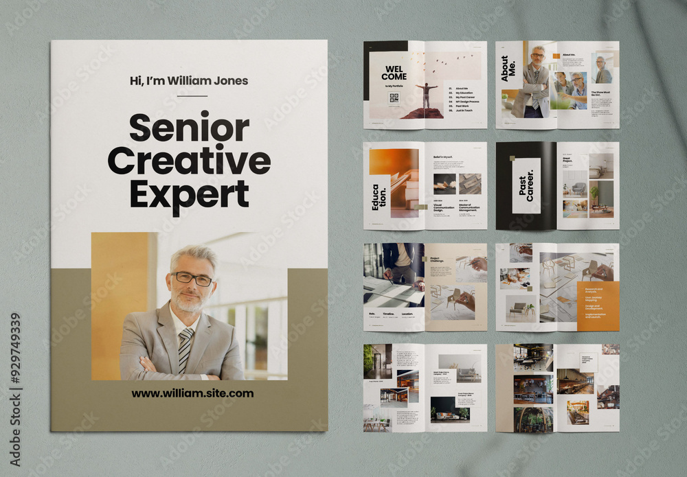 Portfolio Layout With Green Accent Stock Template | Adobe Stock