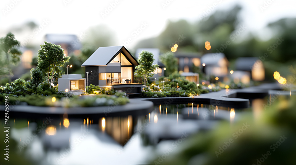Modern Dream Home: A Miniature Model of a Luxurious Residence with a ...