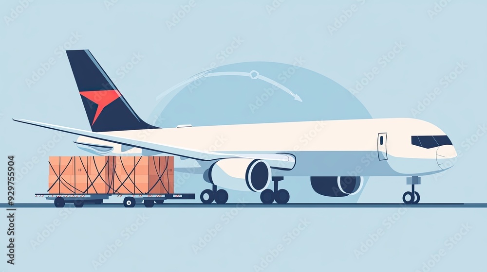 airplane cargo in flat design side view aviation logistics cartoon ...