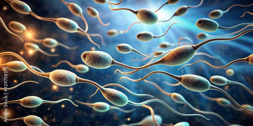 Microscopic view of human sperm cells in motion, revealing intricate ...