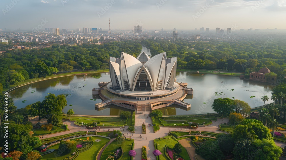 Visualize the Lotus Temple and its unique lotus-shaped architecture ...