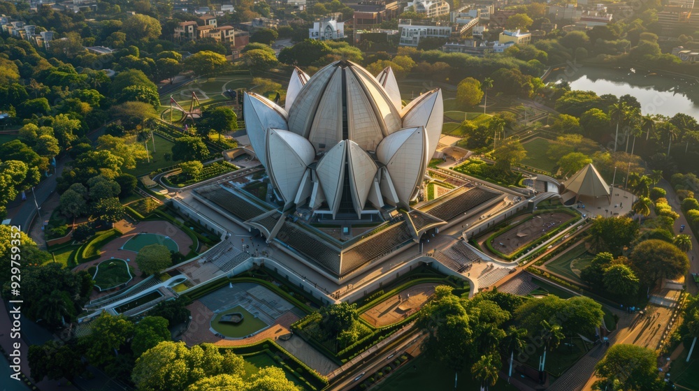 Visualize the Lotus Temple and its unique lotus-shaped architecture ...