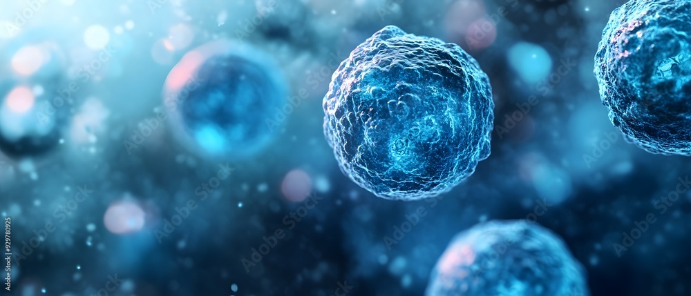 3D rendering of a microscopic examination of immune cell structure and ...