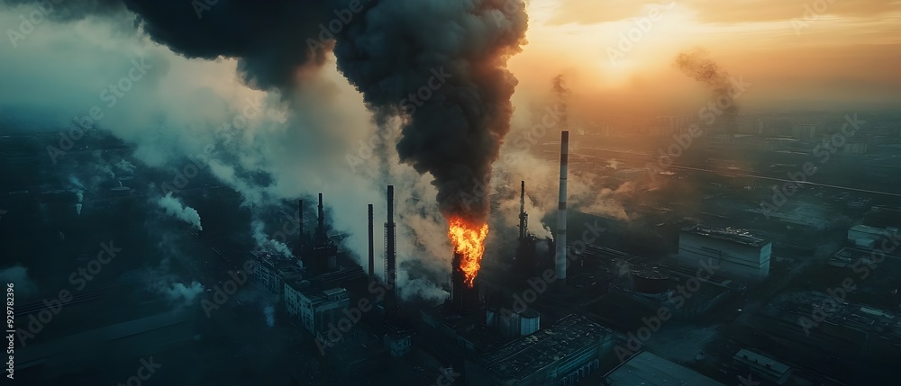 Dramatic apocalyptic scene depicting the severe environmental impact ...