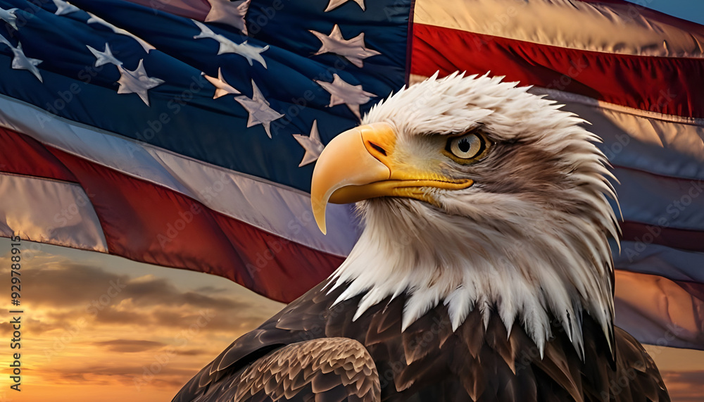 American flag with a bald eagle in the background independence day ...