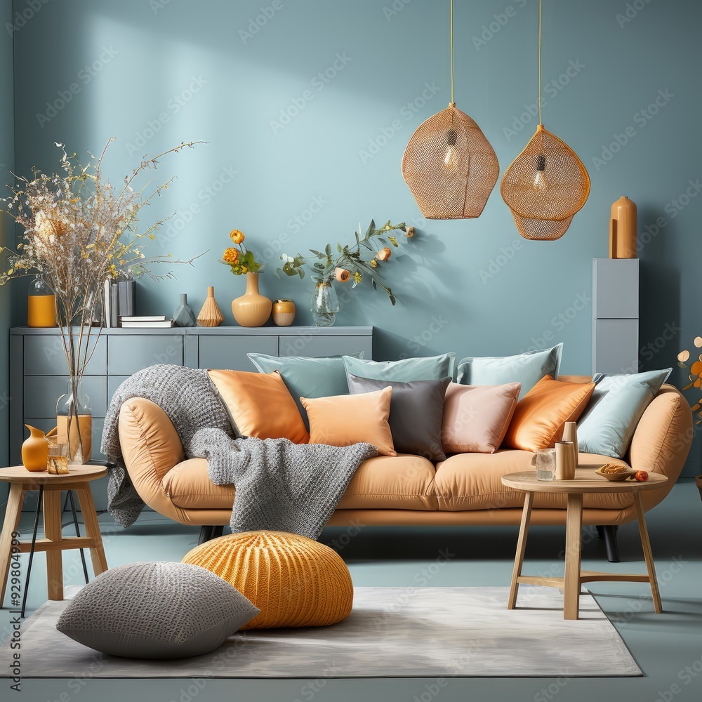 Scandinavian Style Color Palettes for Modern Home Interiors Stock ...