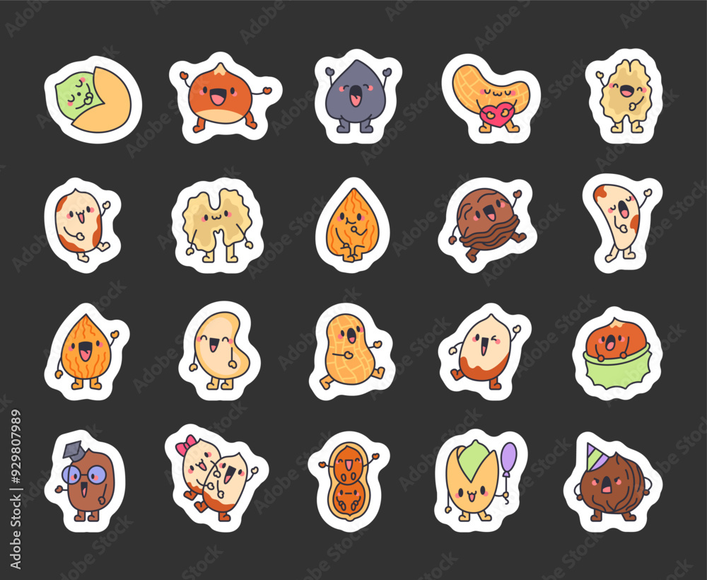 Different kind of cute fetus nut. Sticker Bookmark. Funny cartoon ...