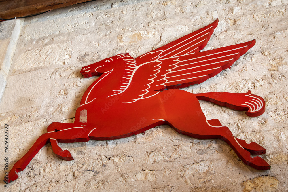 Mobil Pegasus flying Red Horse brand logo sign of Magnolia Petroleum ...