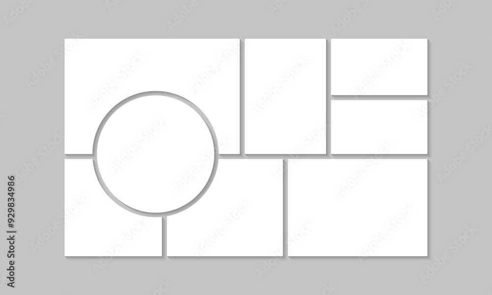 Moodboard template design. Photo collage grid layout. Mosaic pictures ...