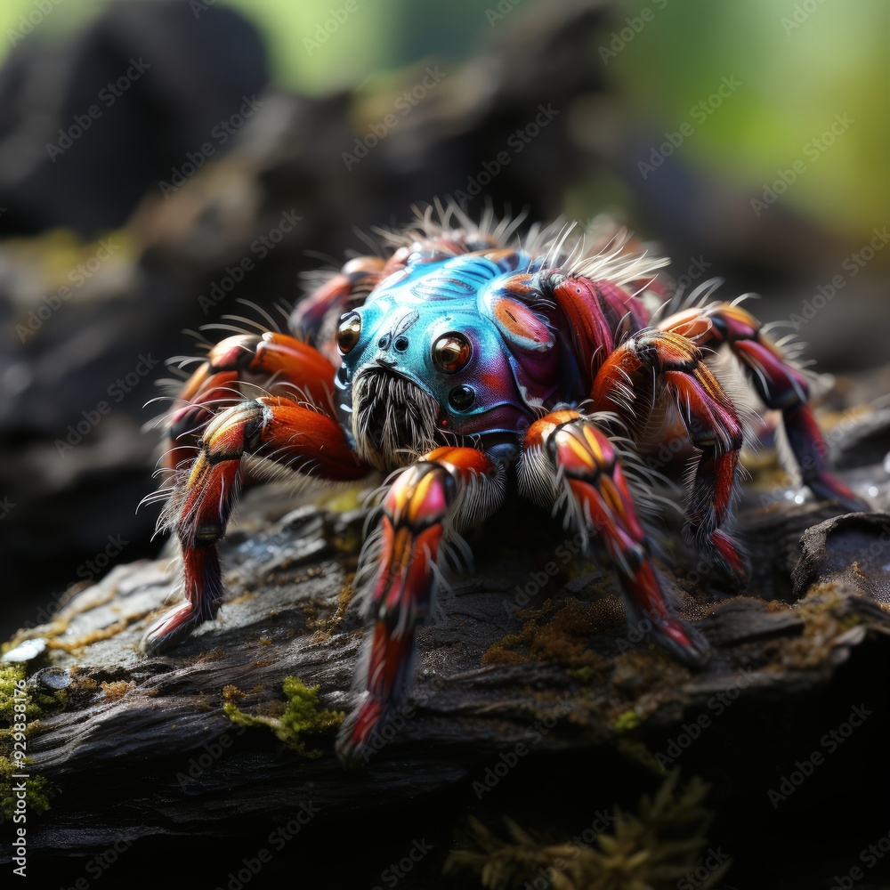 Surreal Art of Chromatopelma Cyaneopubescens Tarantula Design Stock ...