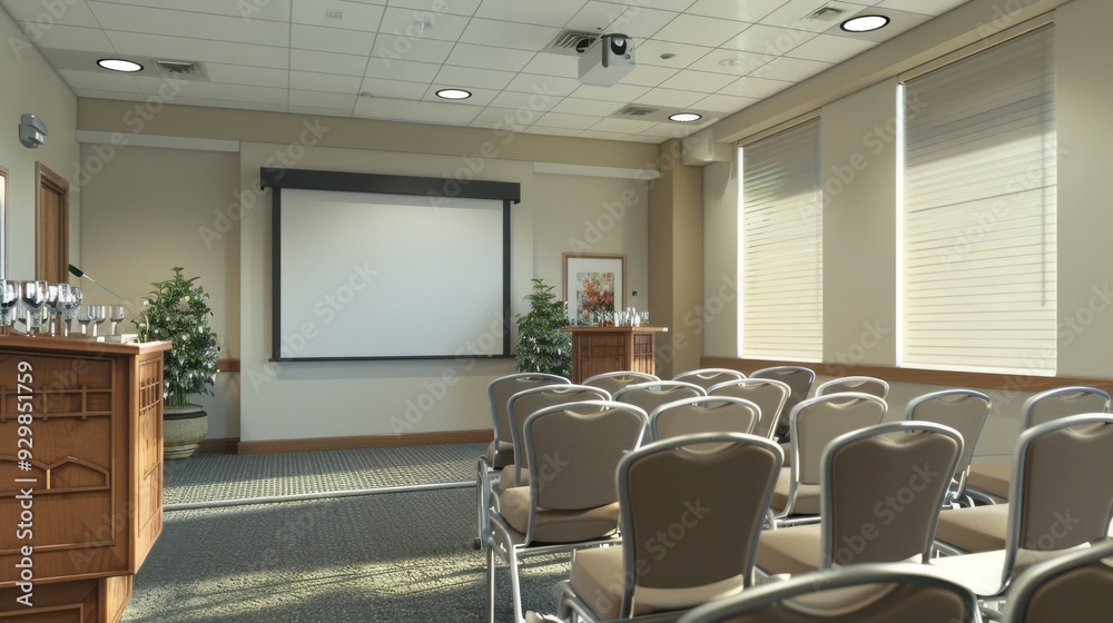 Conference Room Banner: A banner positioned in a conference room next ...