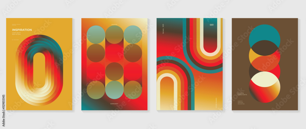 Poster Collection of 70s color gradient poster background vector – Wall ...