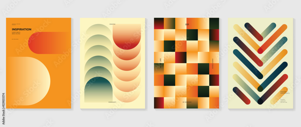 Poster Collection of 70s color gradient poster background vector – Wall ...
