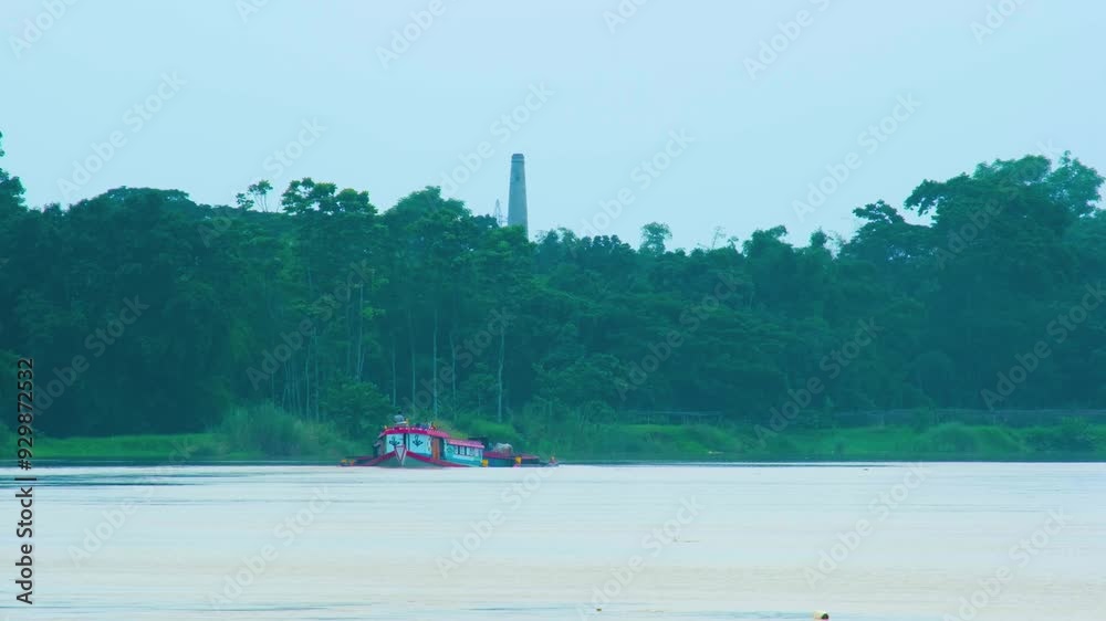 Cargo ship on Surma-Meghna River System in Bangladesh, water transport ...
