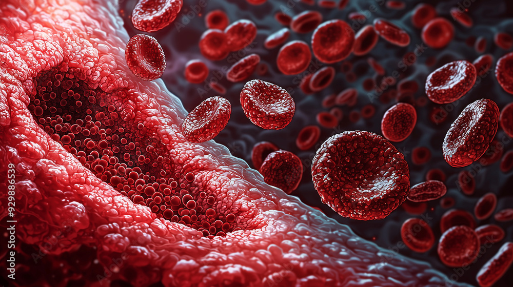 A detailed medical illustration of anemia, showing a deficiency in red ...