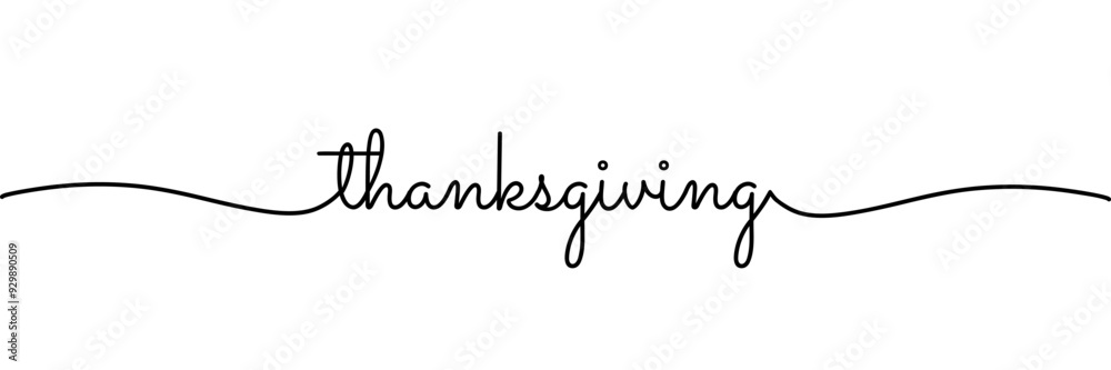 Smooth Thanksgiving Text Monoline isolated on transparent background ...