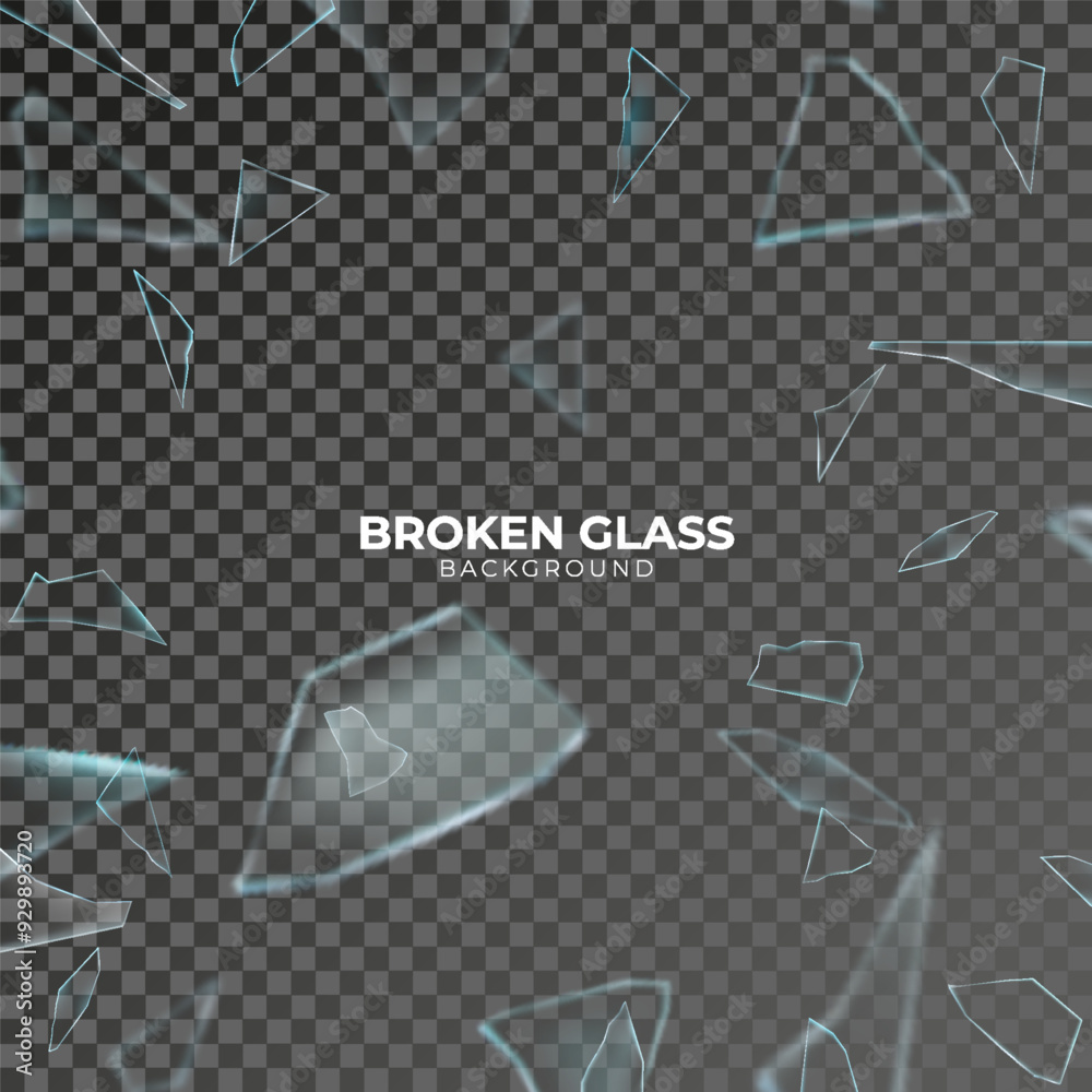 Broken glass shatter and piece. Realistic vector illustration set of ...