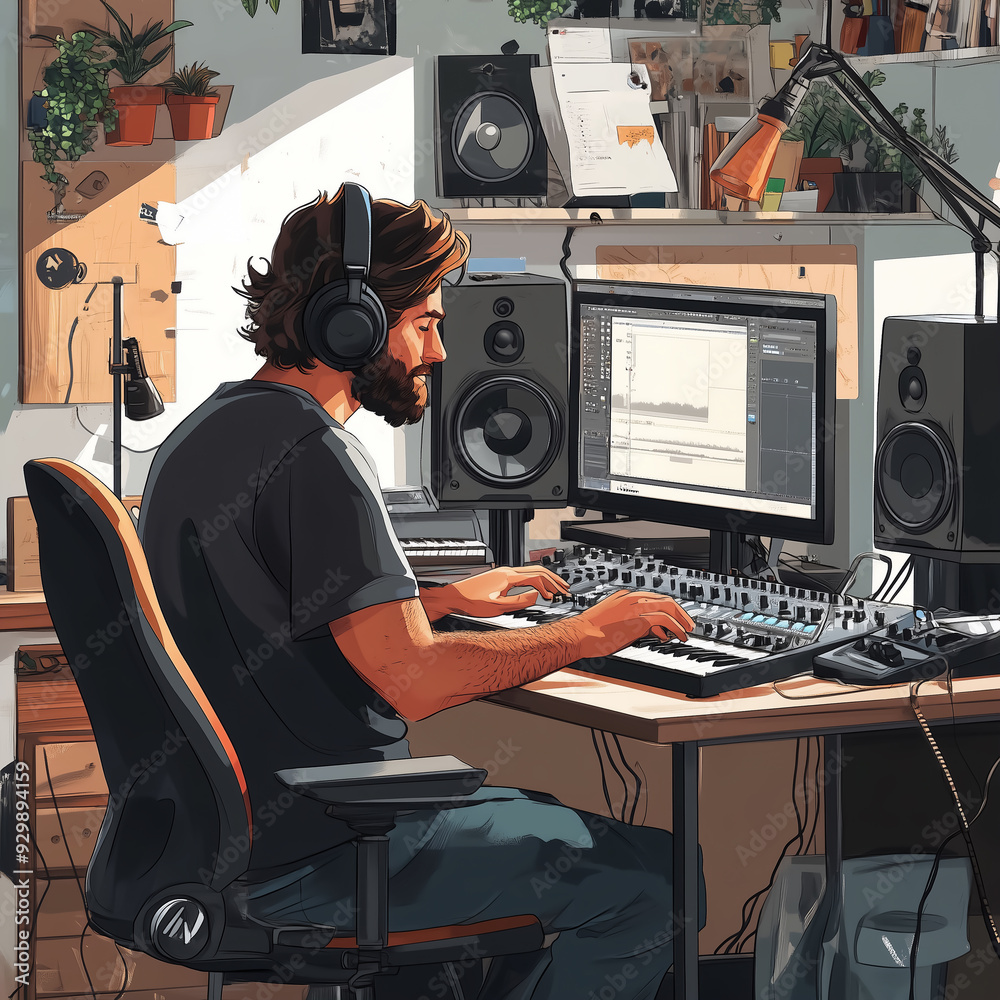 Cute Cartoon Foley Artist at Work: Perfect for Banners, Billboards, and ...