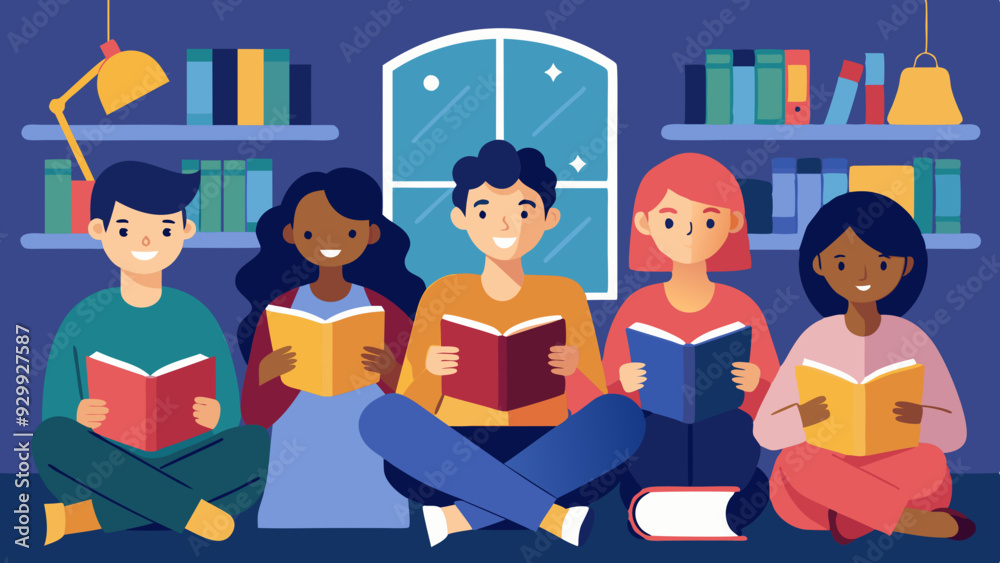 Students Reading Books: A group of students reading books in a cozy ...