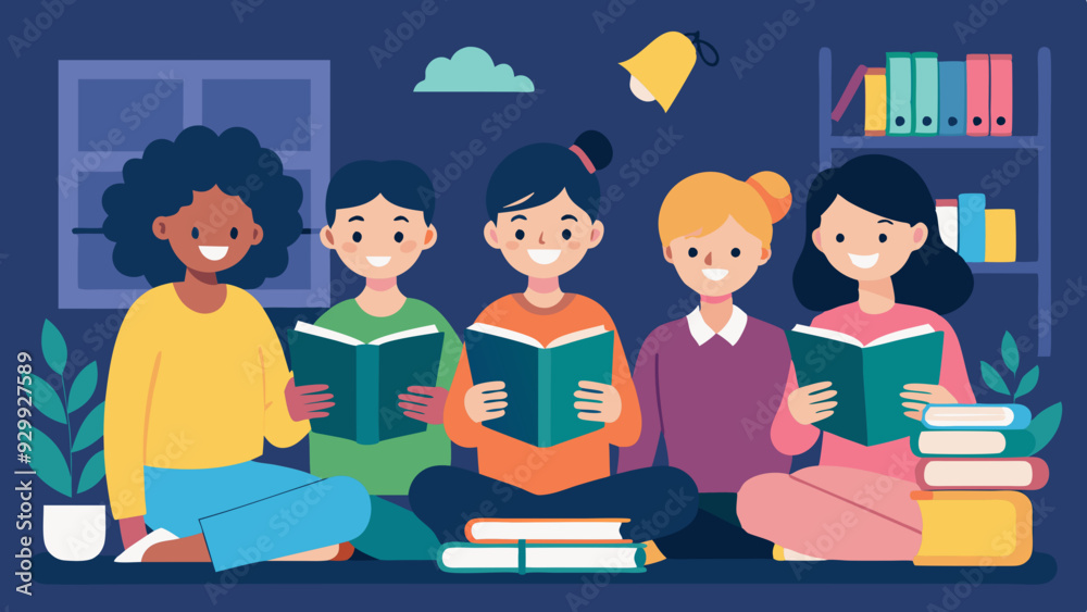 Students Reading Books: A group of students reading books in a cozy ...