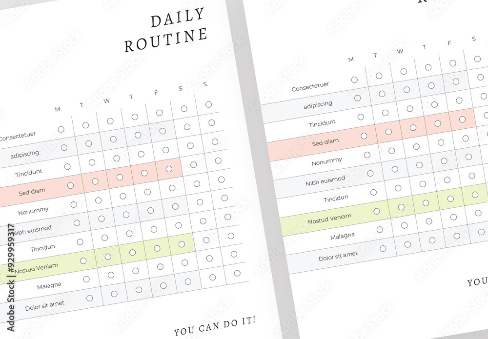 Daily Planner Layout With Check Boxes Stock Template | Adobe Stock