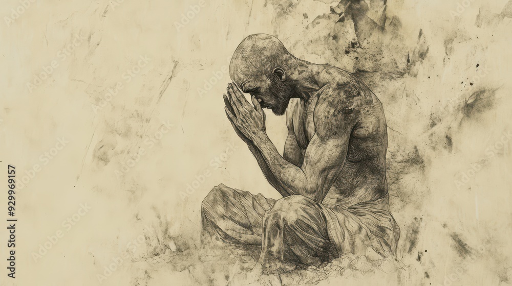 Biblical Illustration of Job’s Continued Plea - Job Sitting in the ...