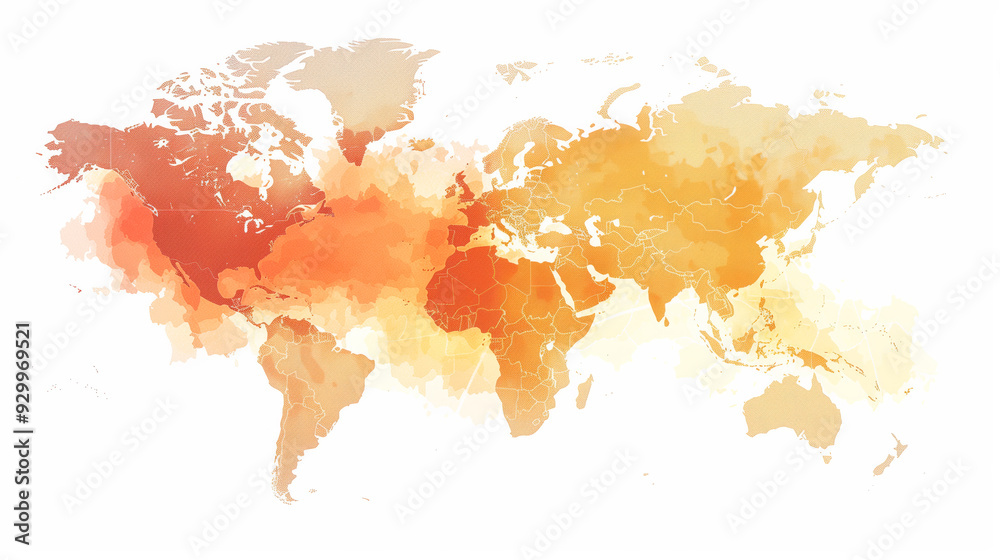Global warming map, visual representation of temperature changes across ...