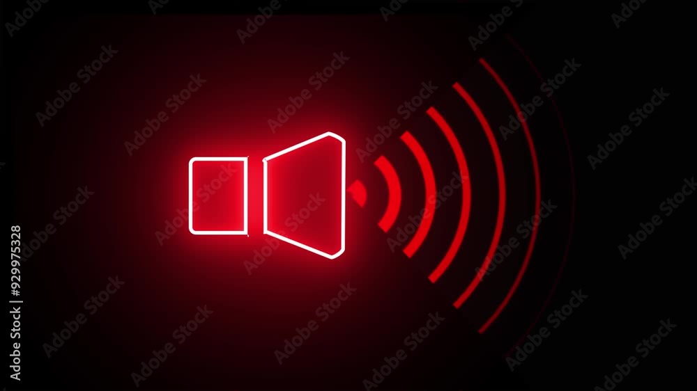 glowing animation black background Glowing neon red sound icon audio ...