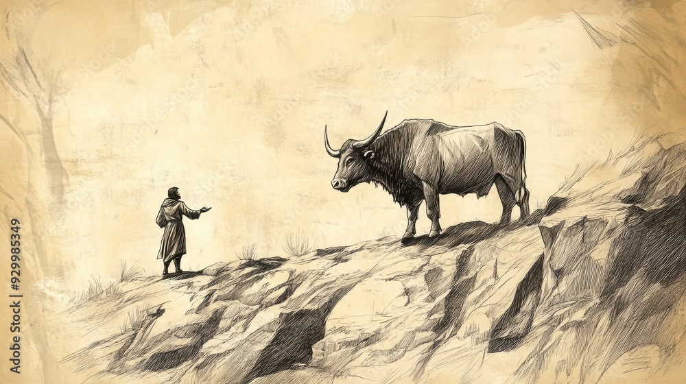 Biblical Illustration of The Lord Continues - Job Standing on a ...