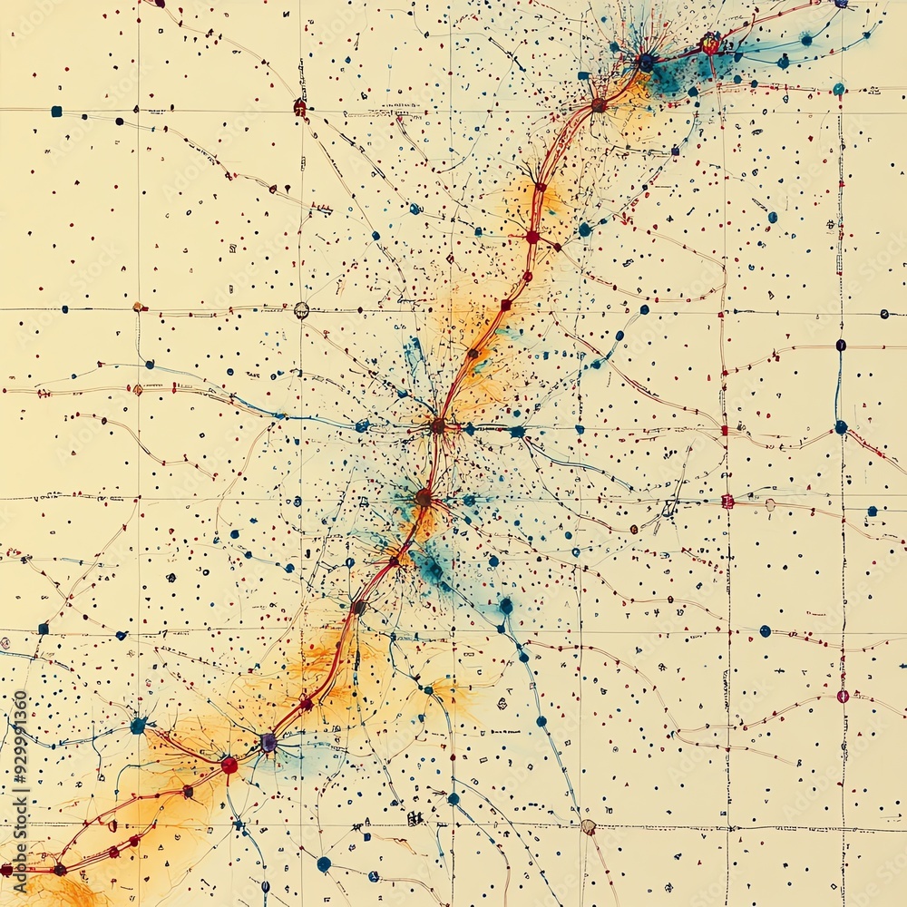 Artistic rendering of a bicycle expedition map, showcasing ...