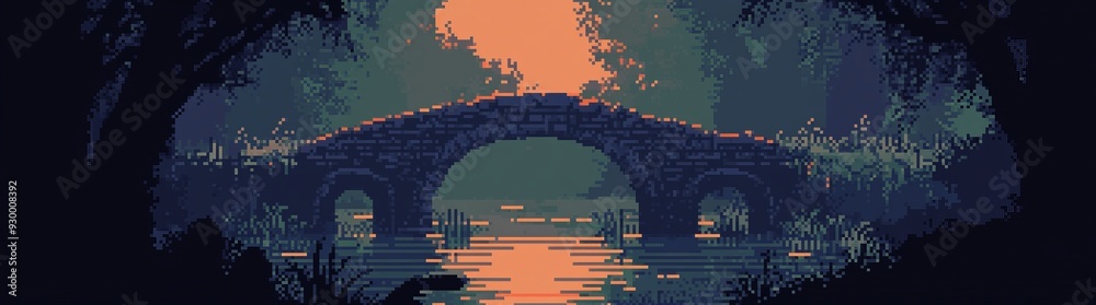 Pixel art background with moonlight in a nighttime atmosphere in the ...