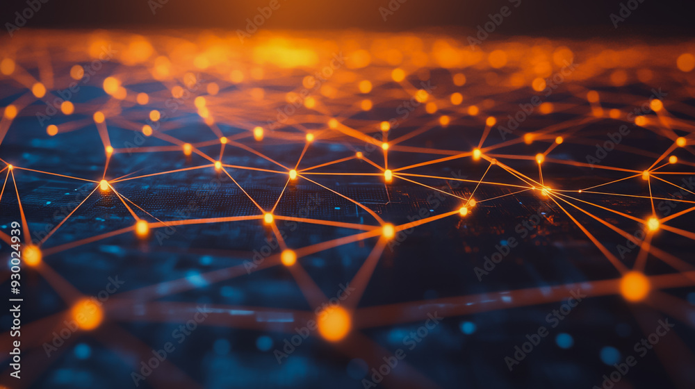 Abstract business connection of lines from nodes It is connected to ...