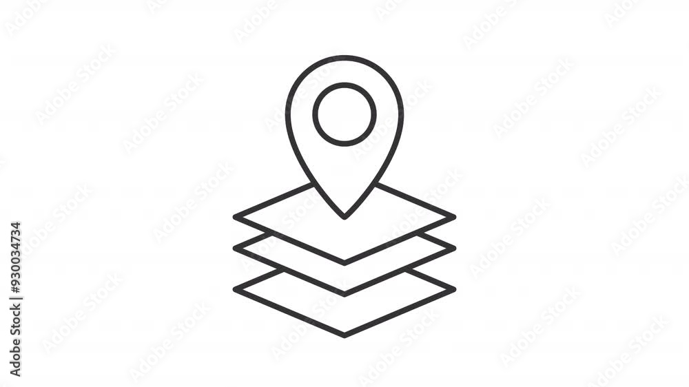 Animated GIS icon. Geographic information system line animation ...