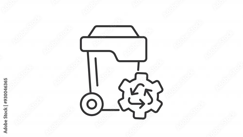 Waste management line animation. Animated trash bin and recycling sign ...