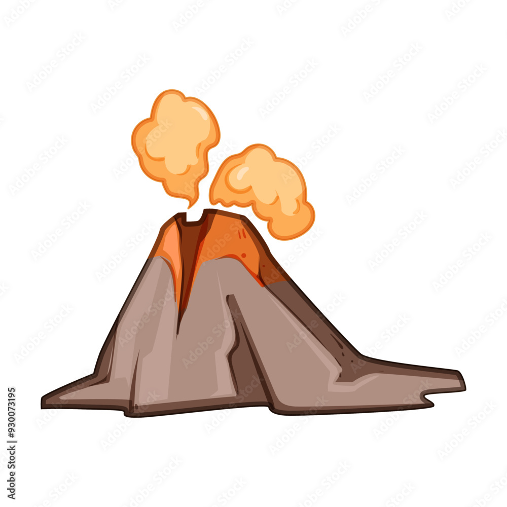 magma volcano eruption cartoon. lava ash, pyroclastic caldera, tectonic ...