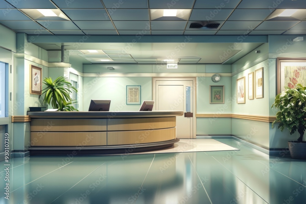 Empty hospital reception stage architecture furniture building. Stock ...