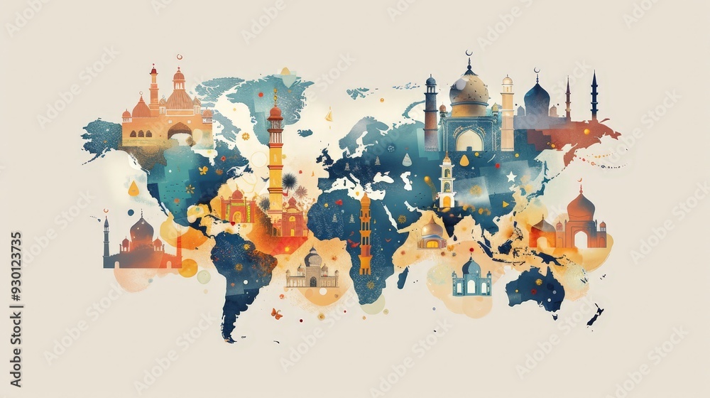 Design a world map showcasing the global distribution of major ...