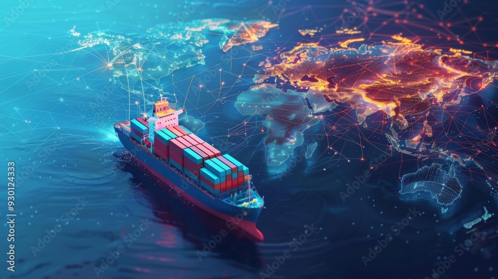 AI technology photo, global logistics international shipping concept ...