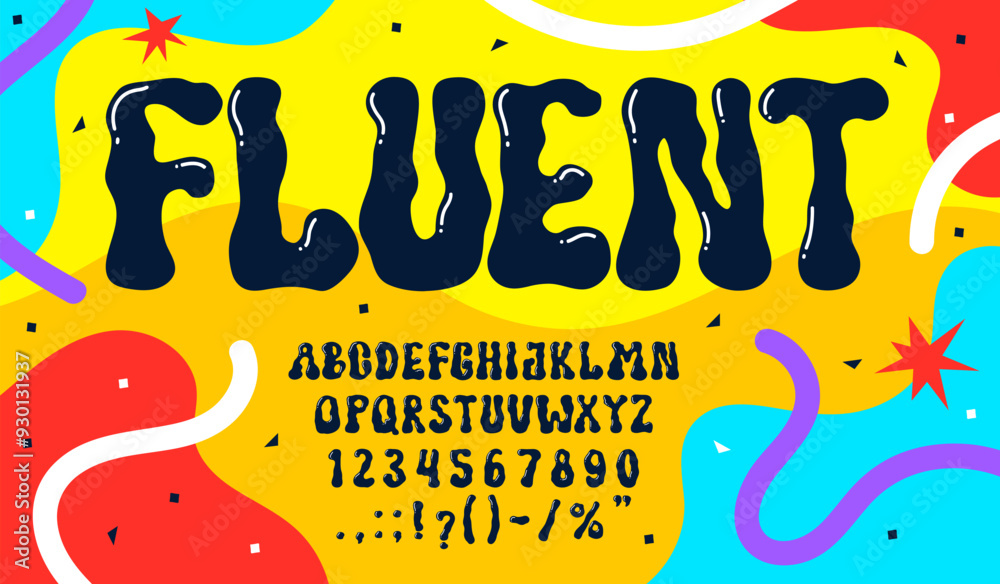 Liquid groovy type, psychedelic y2k font, hippie bubble typeface ...