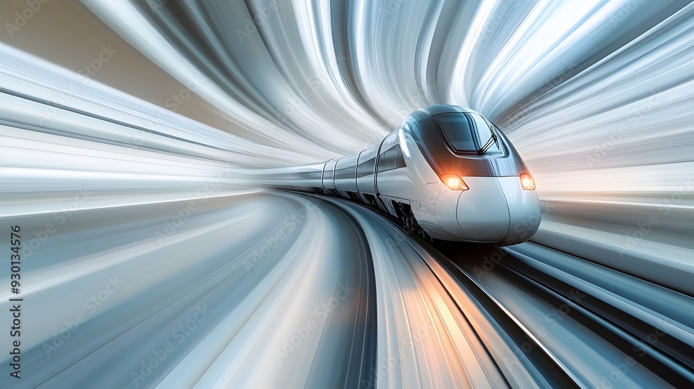 An advanced high-speed electro train in motion, its aerodynamic design ...