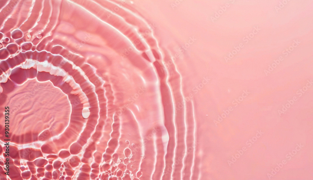 Abstract summer background with pink water, ripples, and bubbles. Soft ...