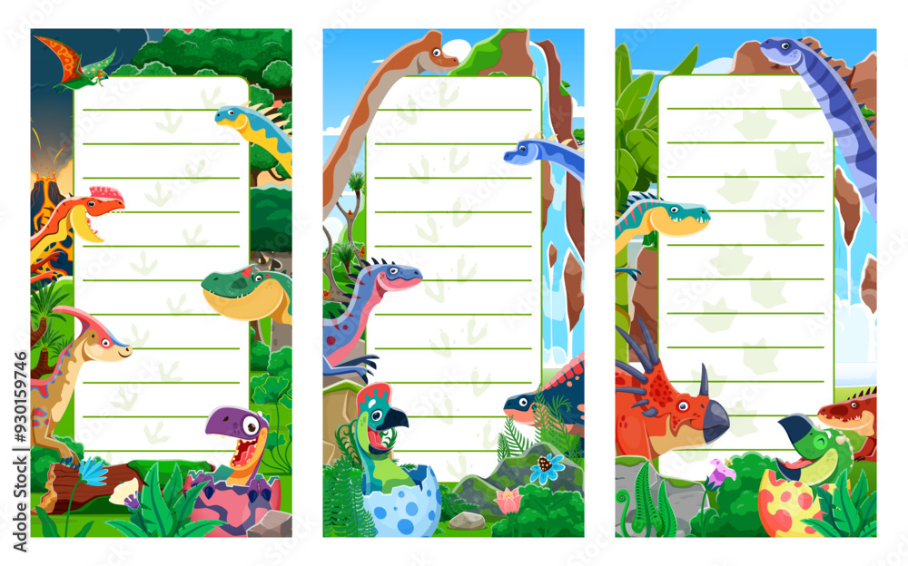 Prehistoric dino, note paper, to do list, diary, notebook and notepad ...