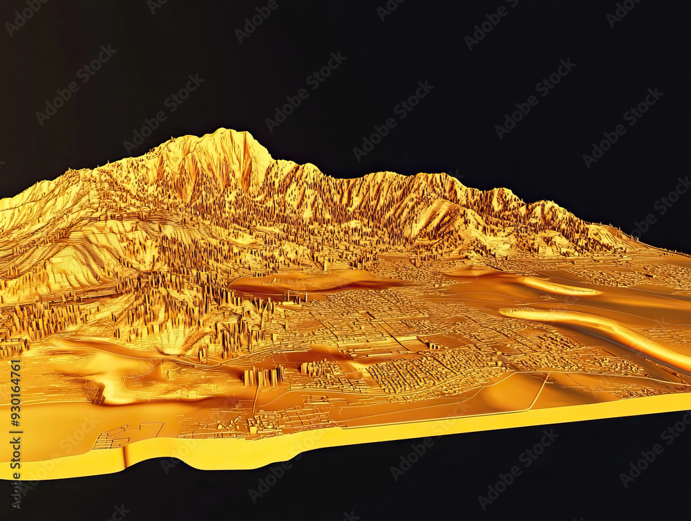 Technical aerial visual, 3D LiDAR GIS aerial map satellite scan model ...