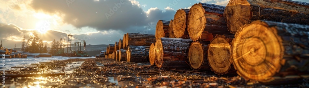 Sawmill Logs Timber Supply for Construction Manufacturing, A Stack of ...