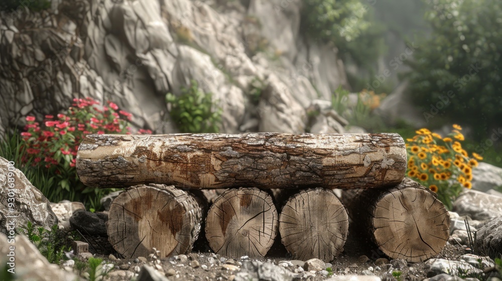 Stacked Logs in a Forest Setting, Natural Wood Products from the Forest ...