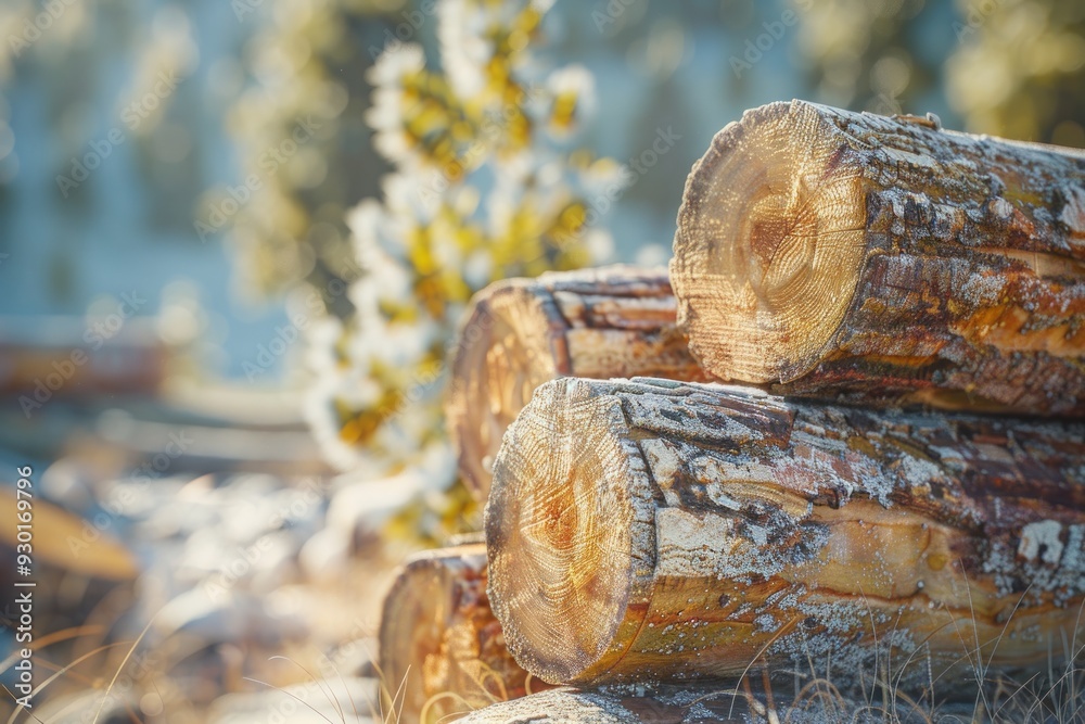 High-Resolution Photo of Stacked Wooden Logs with Detailed Texture ...